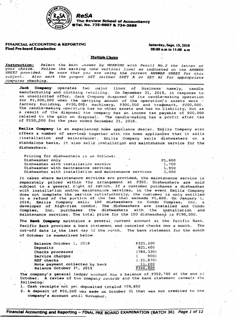 Finacc Final Pre-Board B36 PDF | PDF