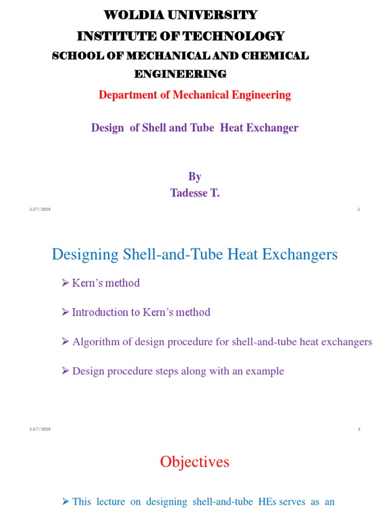 Design of a Shell and Tube Heat Exchanger Using Kern's Method: A Case ...