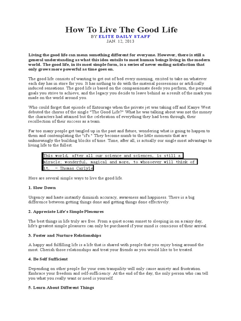 How To Live The Good Life | PDF | Mind | Psychological Concepts