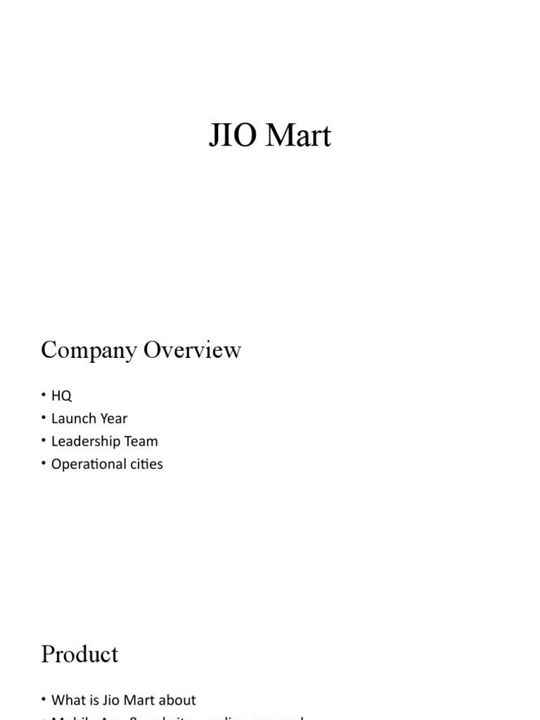 Jio Mart Company Overview and Strategy | PDF