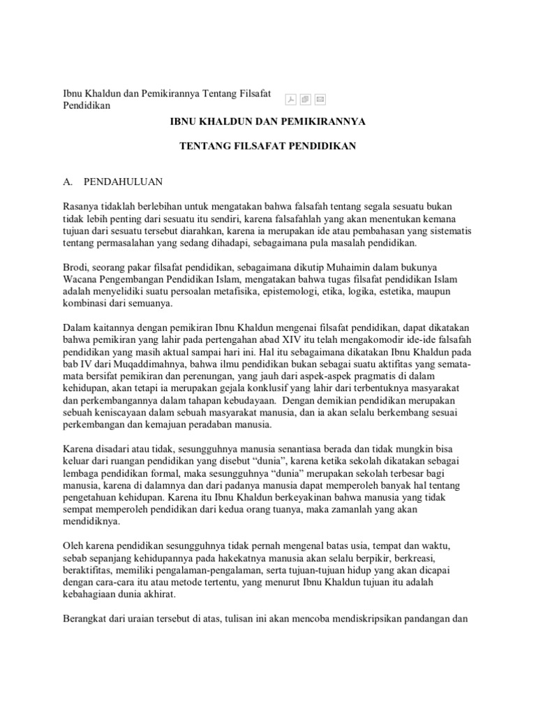 Ibnu Khaldun Dan Pemikirannya Tentang Filsafat Pendidikan | PDF | Sejarah | Agama & Spiritualitas