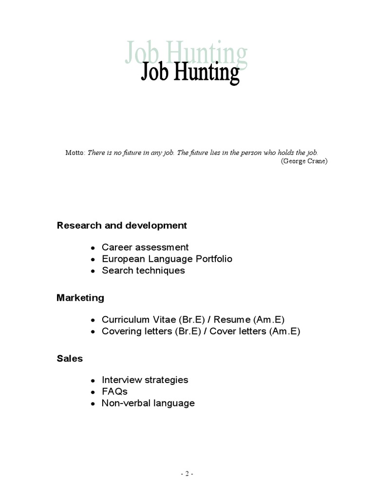 Unit 6 - Employment - Job Hunting | PDF | Swot Analysis | Question