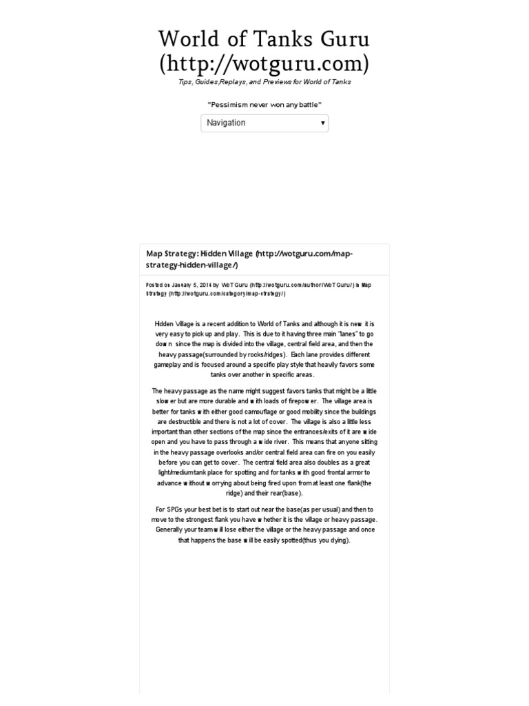 World of Tanks Guru: Navigation | PDF | Flanking Maneuver | Tanks