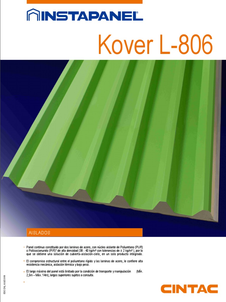 Kover L-806 PDF | Descargar gratis PDF | Aislamiento térmico | Poliuretano
