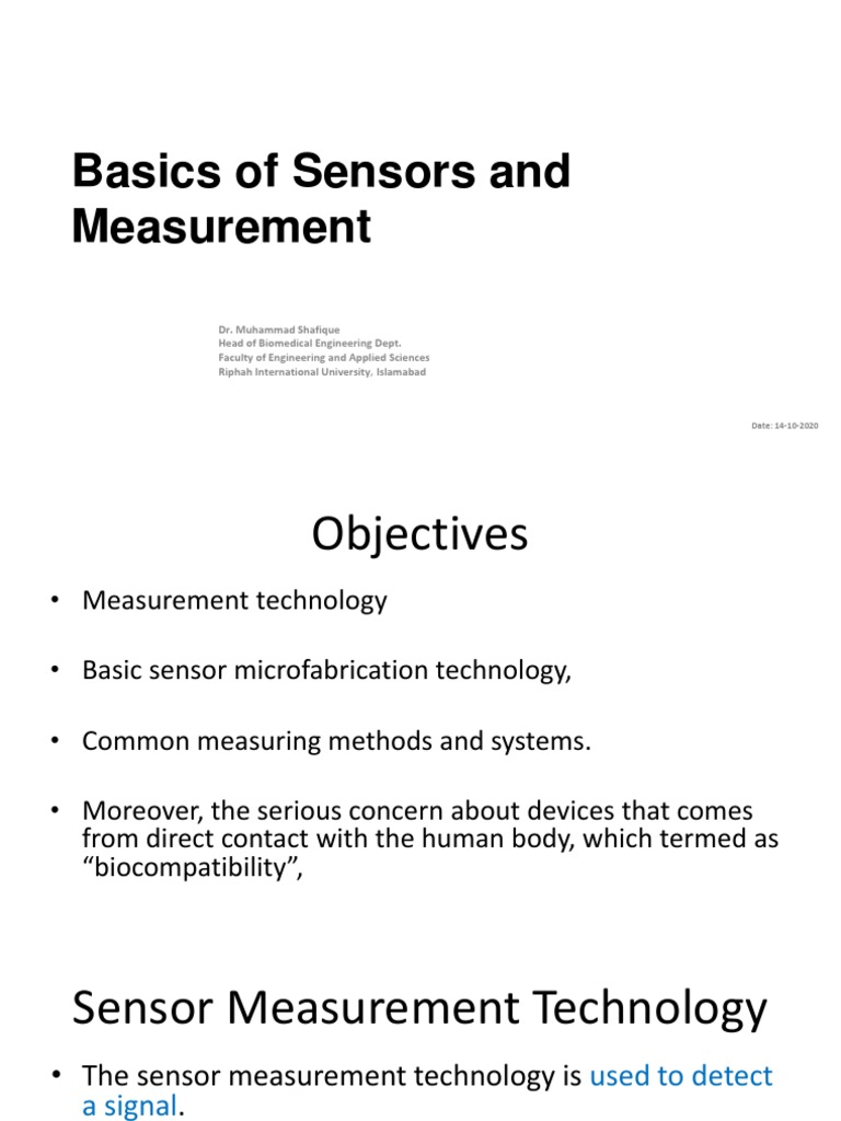 Lecture 2. Basics of Sensors and Measurement Technology | PDF ...