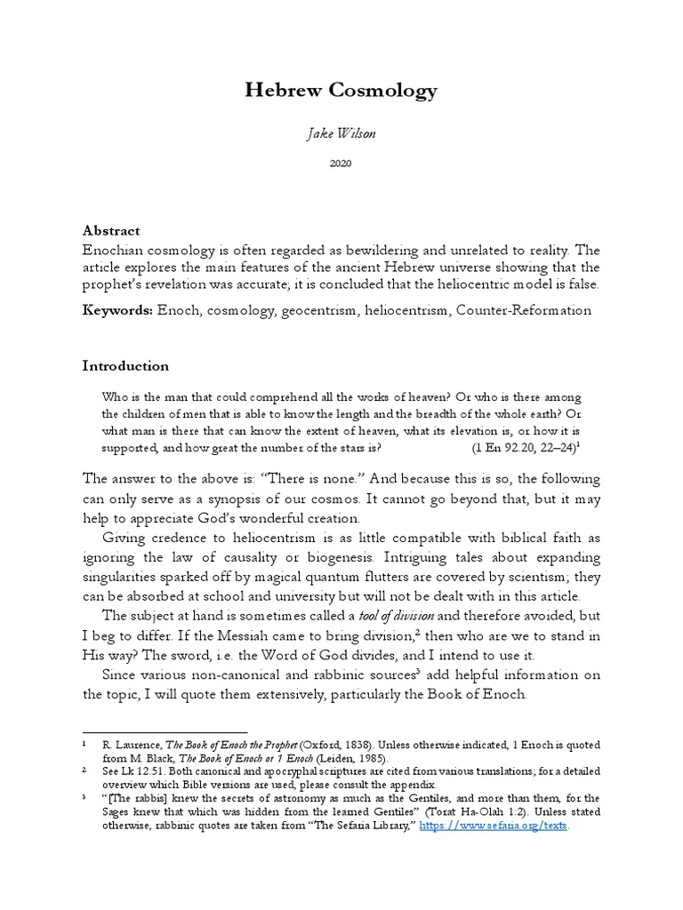 Hebrew Cosmology | PDF | Sun | Genesis Creation Narrative
