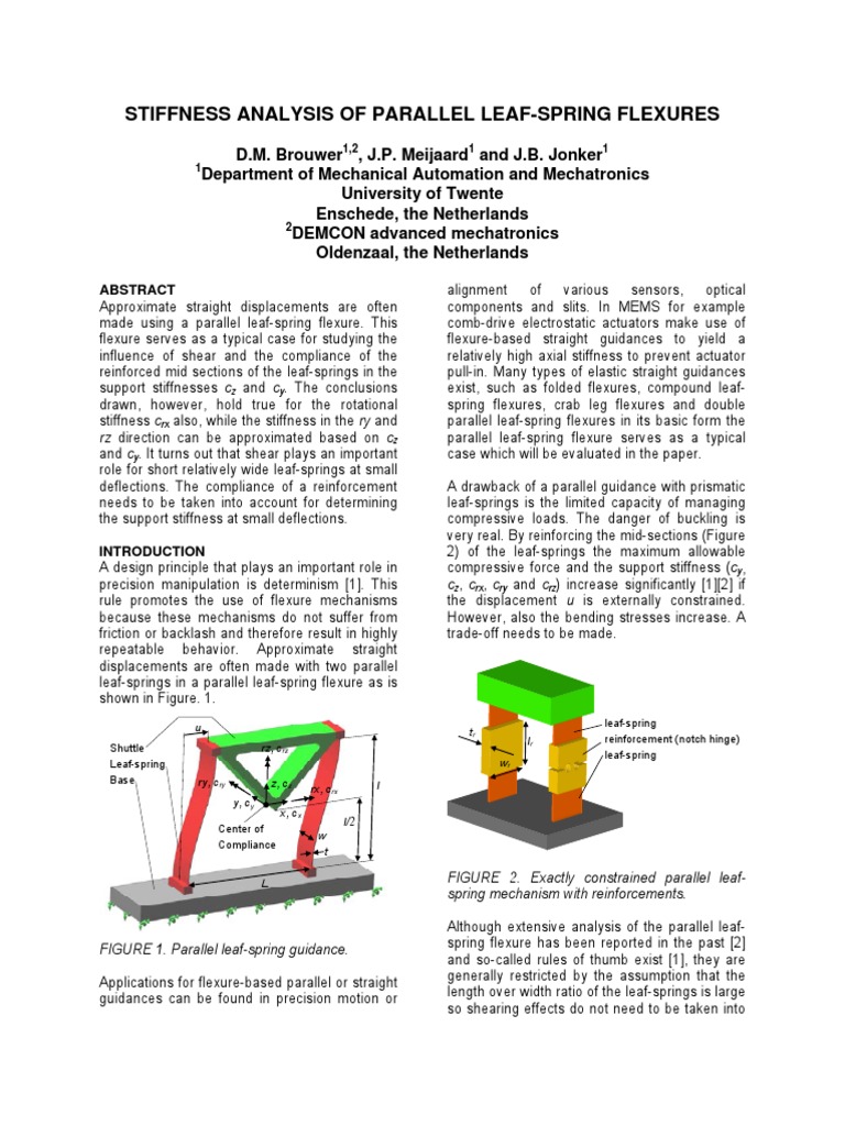 Stiffness Analysis of Parallel Leaf-Spring Flexures: RZ Direction Can ...