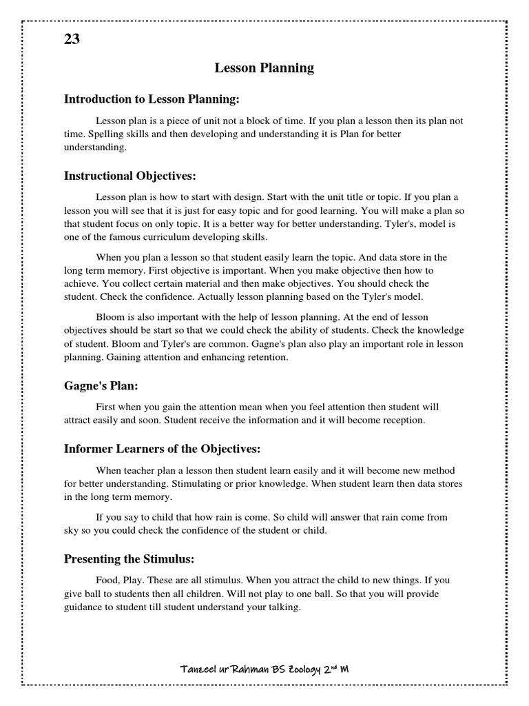 Lesson Planning | PDF | Memory | Attention