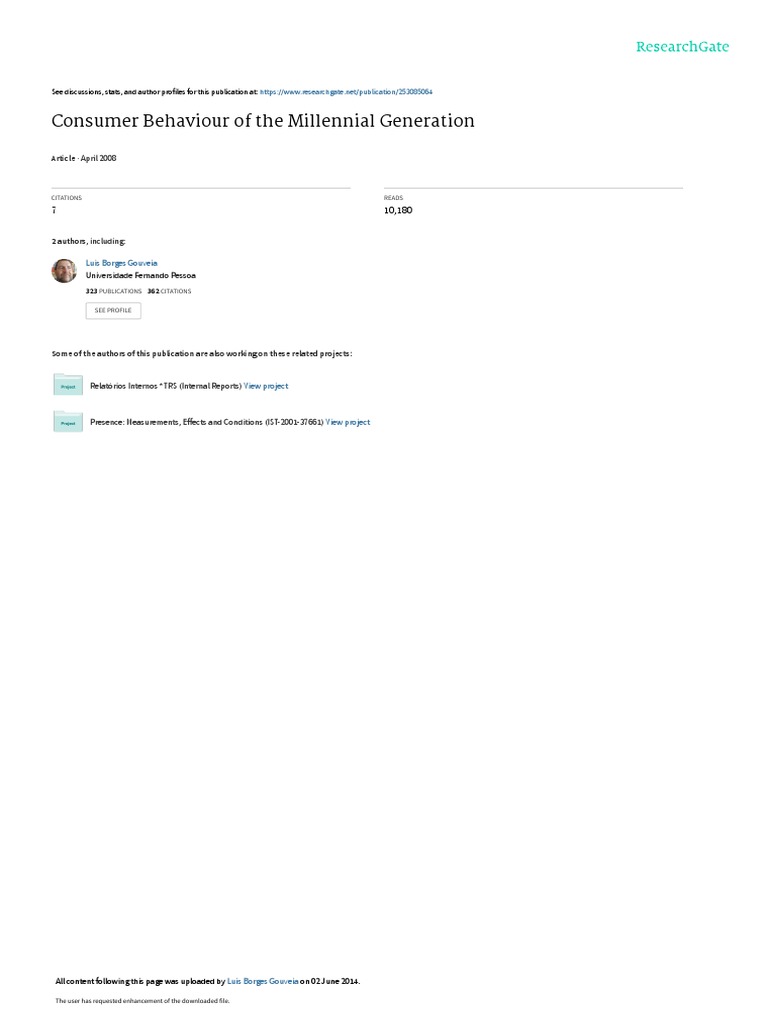 Consumer Behaviour of The Millennial Generation: April 2008 | PDF ...