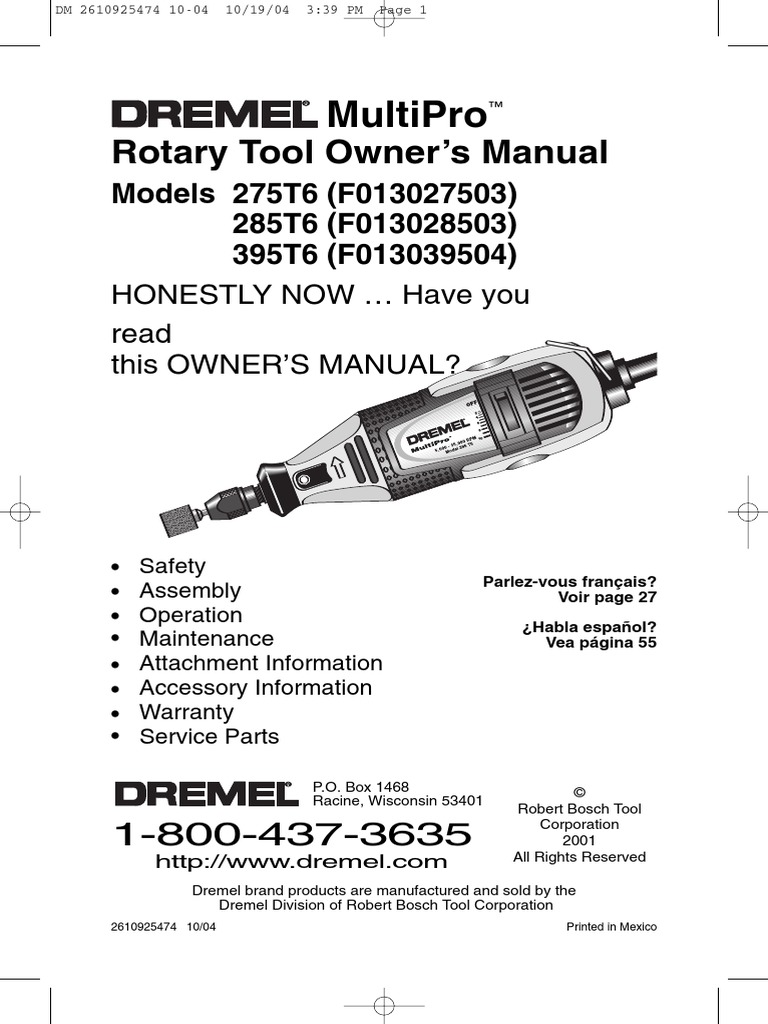 Multipro: Rotary Tool Owner'S Manual | PDF | Ac Power Plugs And Sockets ...