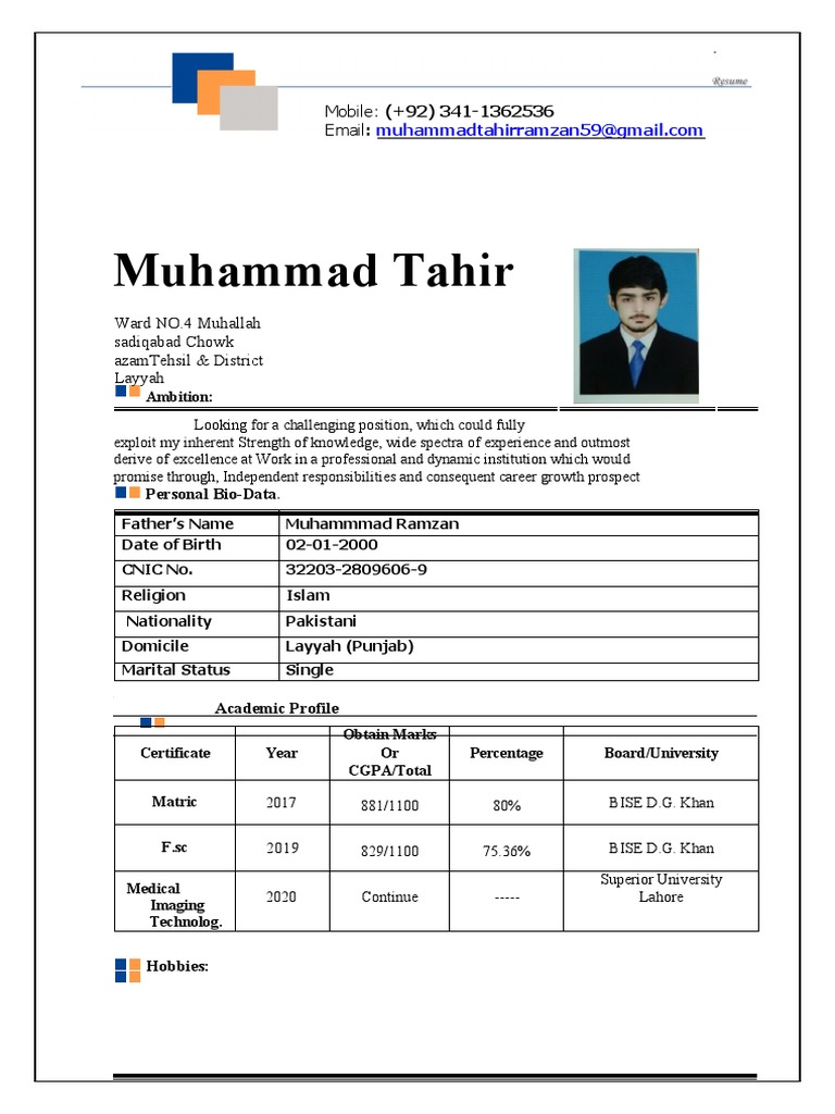 Tahir CV | PDF
