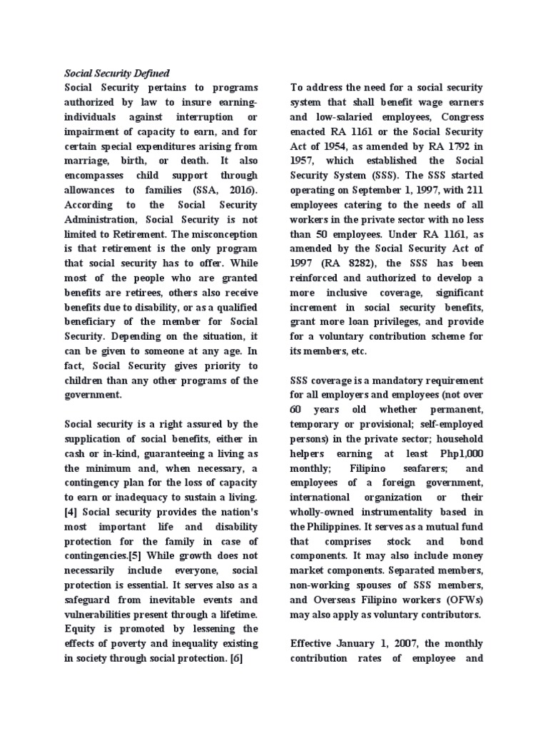 Social Security Defined | PDF | Social Security (United States) | Labor