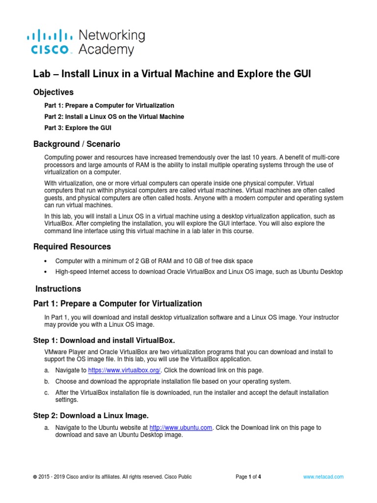 9.1.2.5 Lab - Install Linux in A Virtual Machine and Explore The GUI ...
