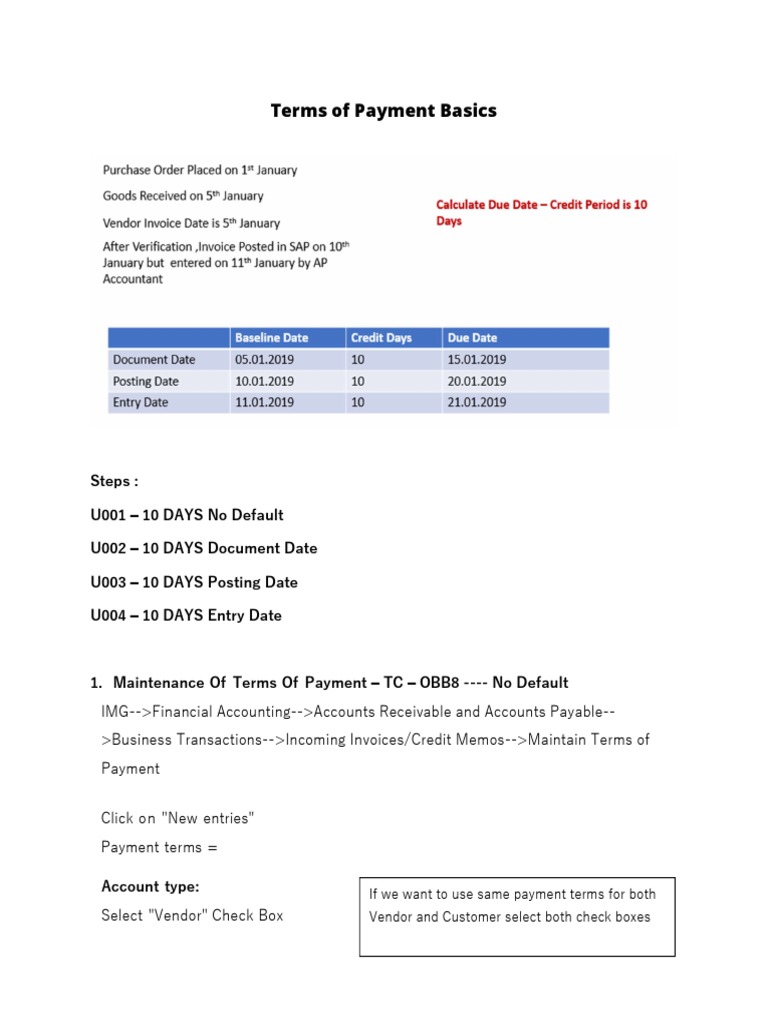 SAP Payment Terms Basics | PDF | Accounts Payable | Financial Services
