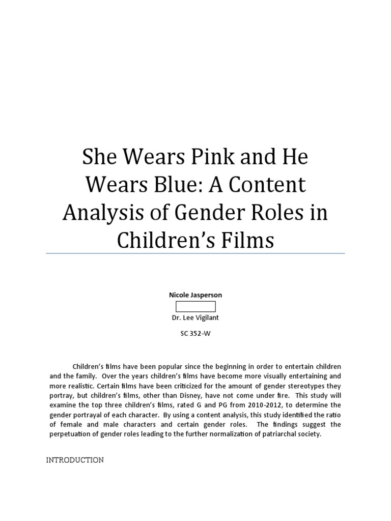 Gender Roles in Movies Sp2013 | PDF | Gender Role | Femininity
