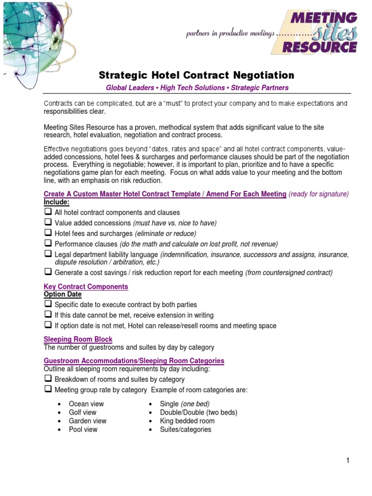Hotel Contract Negotiation Strategies | PDF | Indemnity | Damages