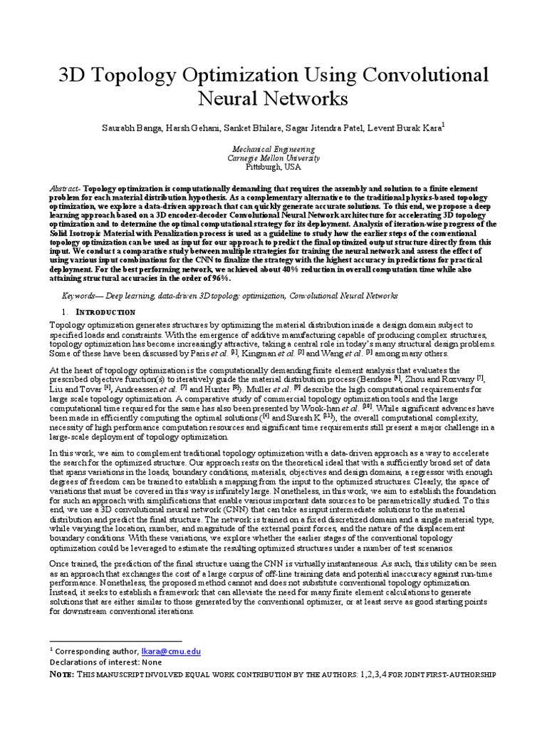 3D Topology Optimization Using Convolutional | PDF | Mathematical ...
