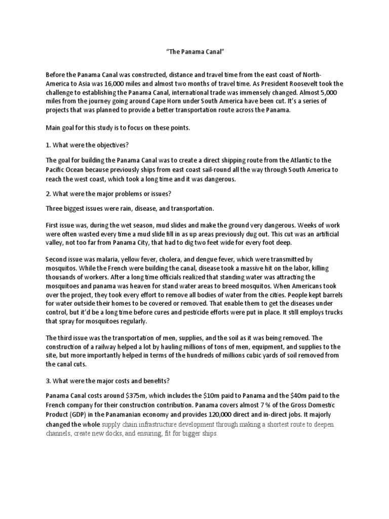 Panama Canel Assignment | PDF | Panama Canal | Canal
