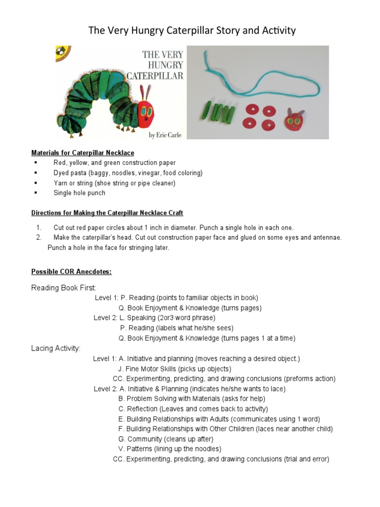 The Very Hungry Caterpillar Story and Activity | PDF | Language Arts ...