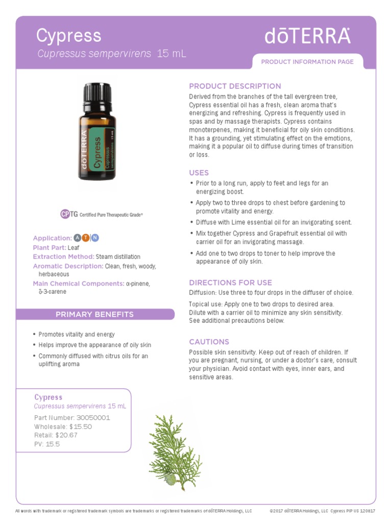 Doterra Cypress Essential Oil | PDF | Essential Oil | Plants