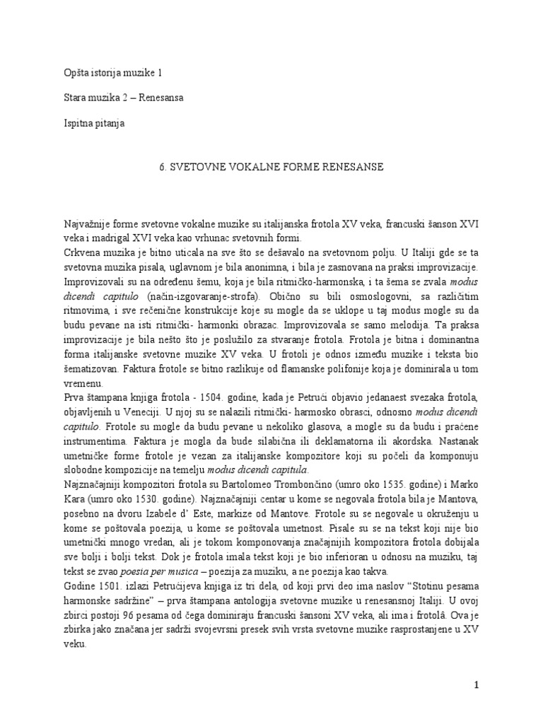 Svetovne Vokalne Forme | PDF