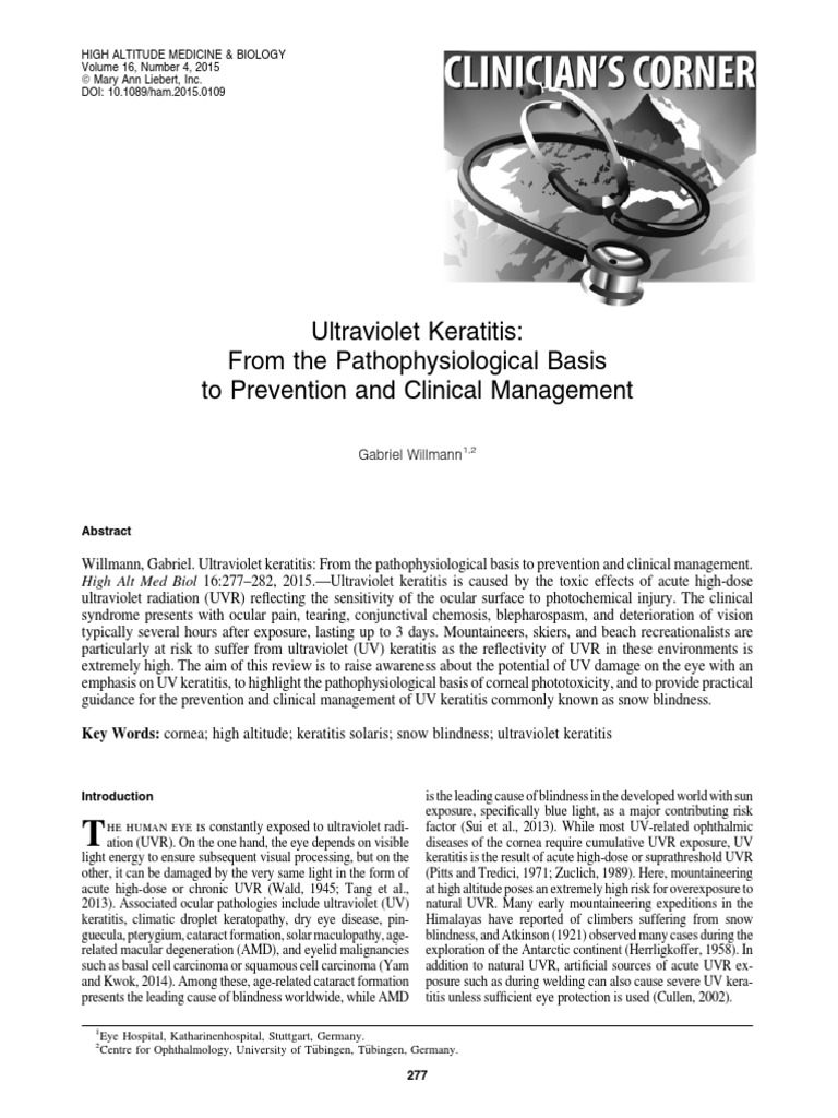 Ultraviolet Keratitis: From The Pathophysiological Basis To Prevention ...