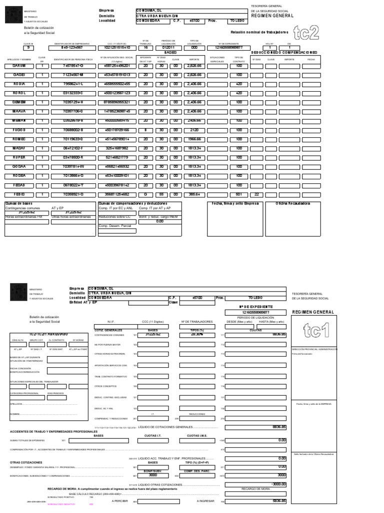TC2 y TC1 | Seguridad Social | Bienestar
