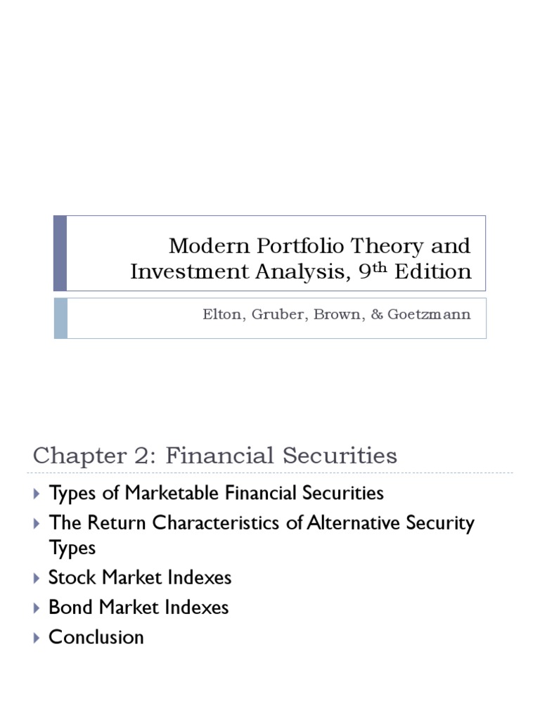 Modern Portfolio Theory and Investment Analysis, 9 Edition: Elton ...