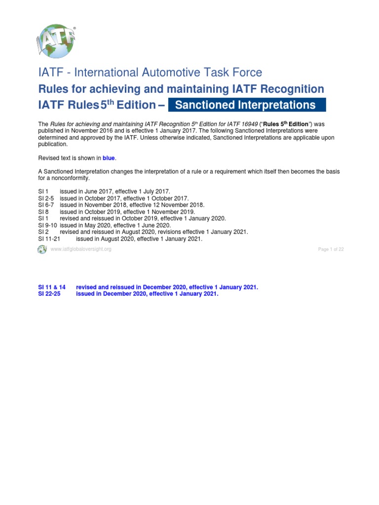 IATF - International Automotive Task Force: Rules For Achieving and ...