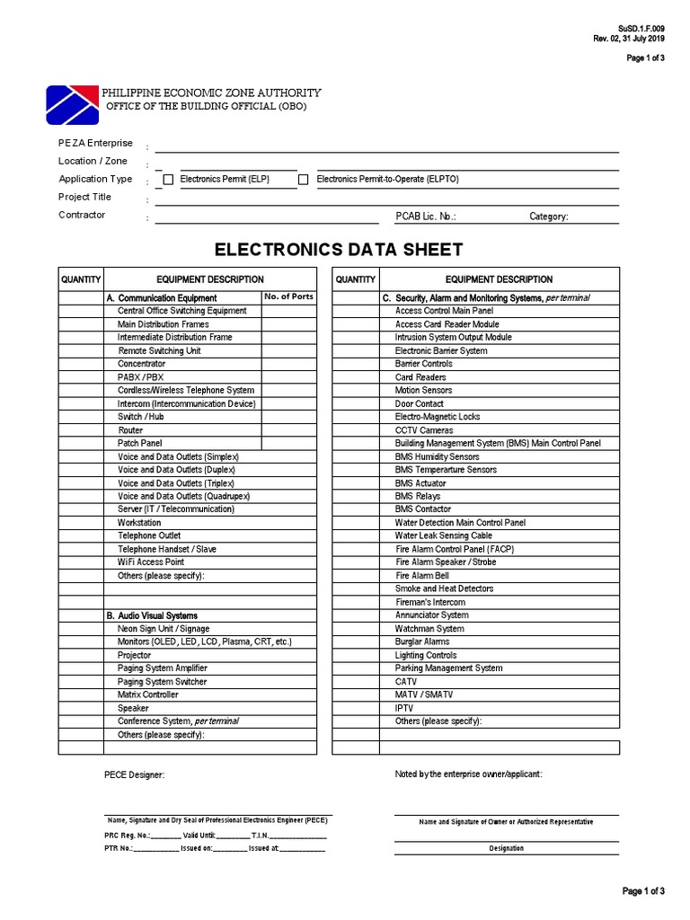 Electronics Equipment Data Sheet | PDF | Security Alarm | Electrical ...