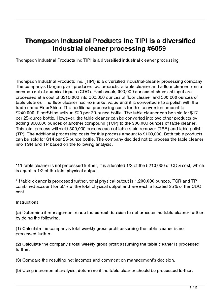 Thompson Industrial Products Inc Tipi Is A Diversified Industrial ...