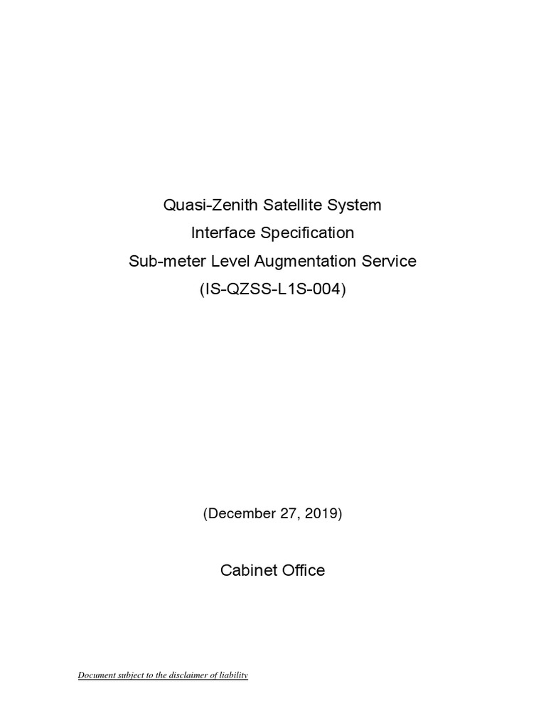 Quasi-Zenith Satellite System (2019) Interface Specification | PDF ...