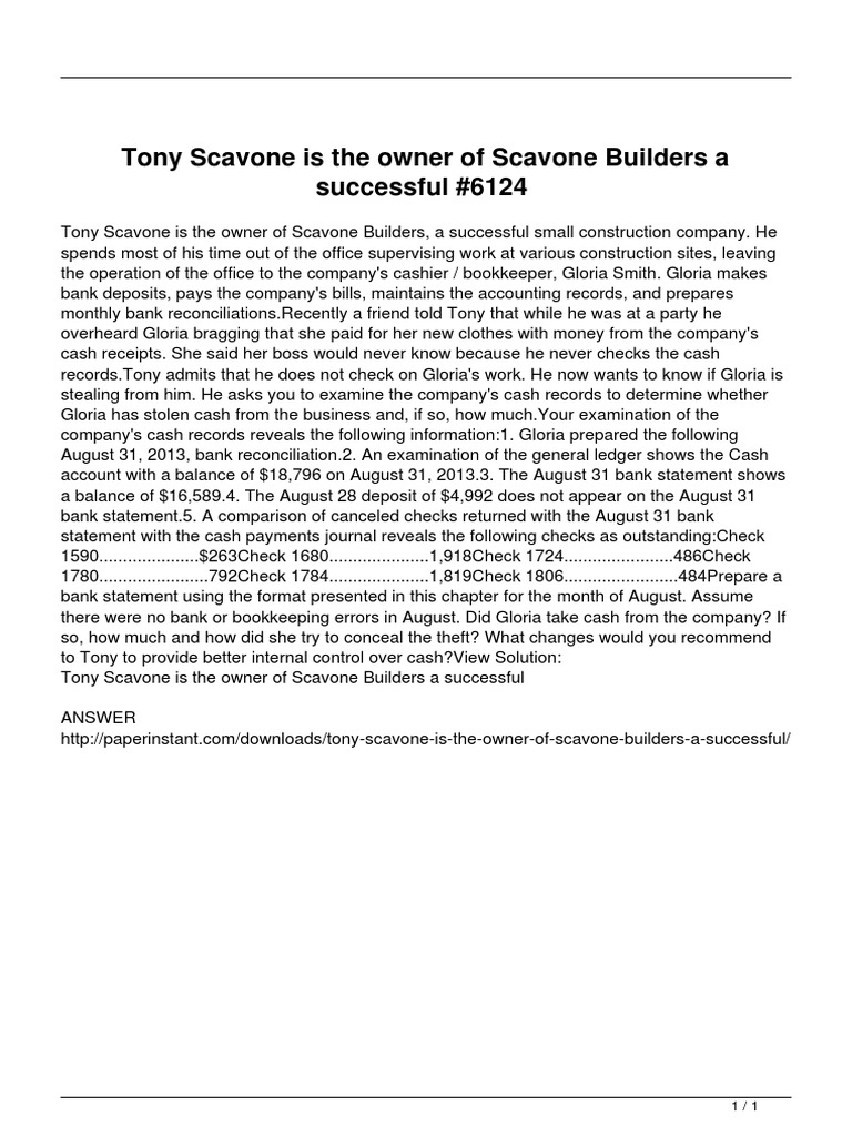 Tony Scavone Is The Owner of Scavone Builders A Successful | PDF ...