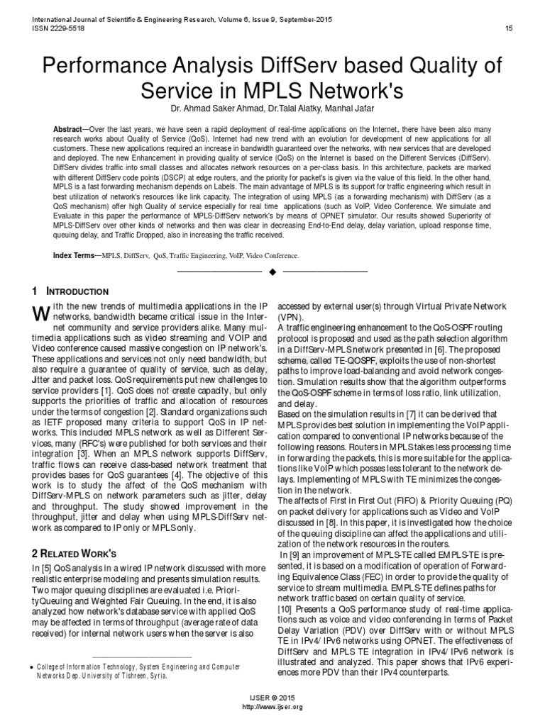 11 Performance-Analysis-DiffServ-based-Quality-of-Service-in-MPLS-Network's | PDF | Quality Of ...
