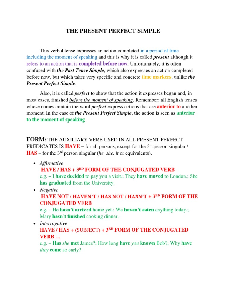 English Present Perfect Guide | PDF | Grammatical Tense | Verb