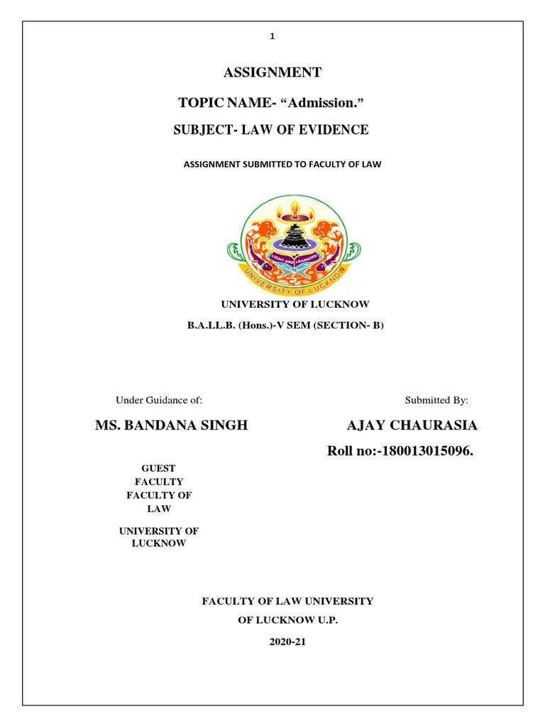 Evidence Law Assignment PDF | PDF | Hearsay | Evidence (Law)