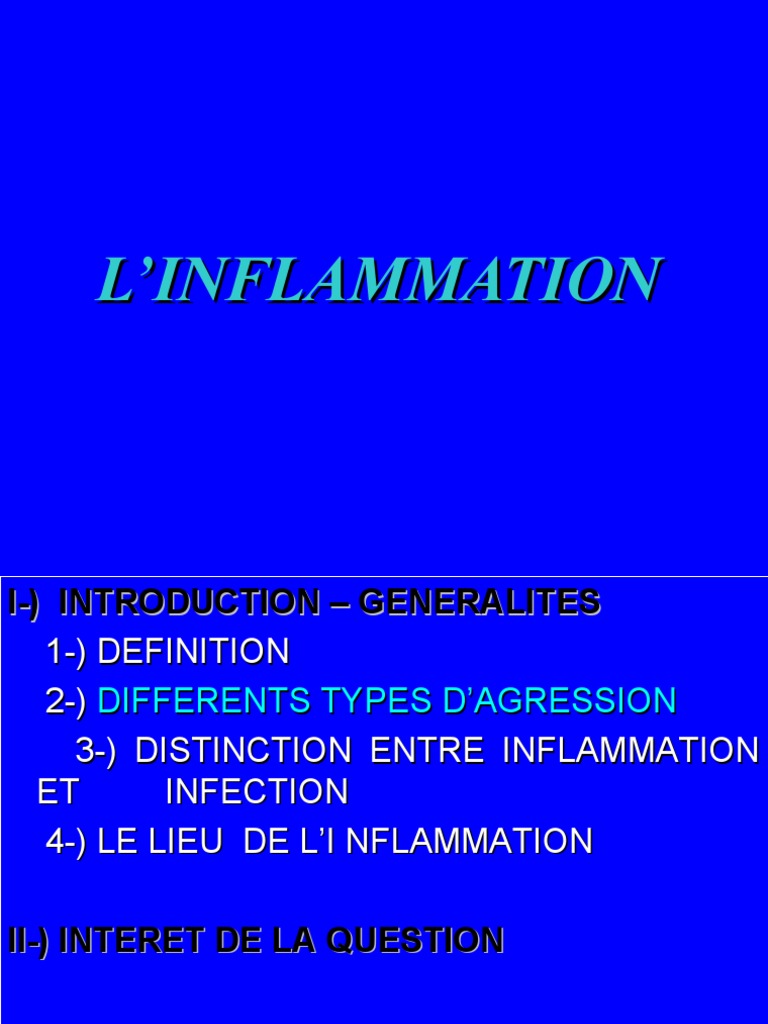 Comprendre l'Inflammation : Types et Mécanismes | PDF | Inflammation ...