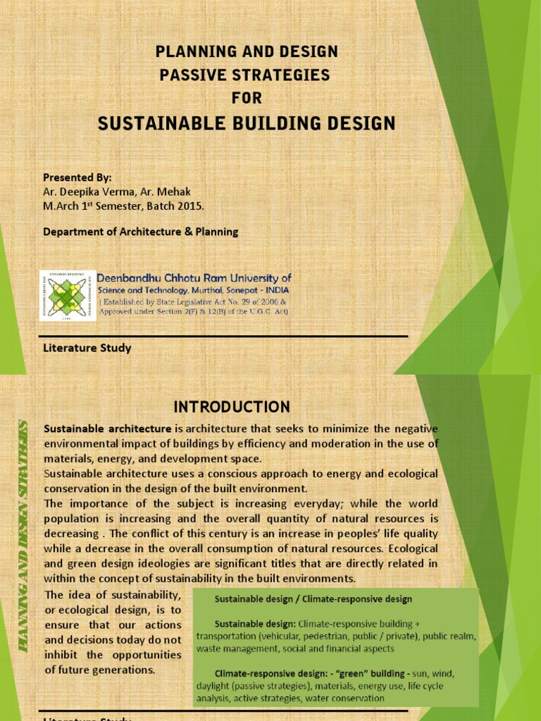 Sustainable Building Design: Planning and Design Passive Strategies FOR ...