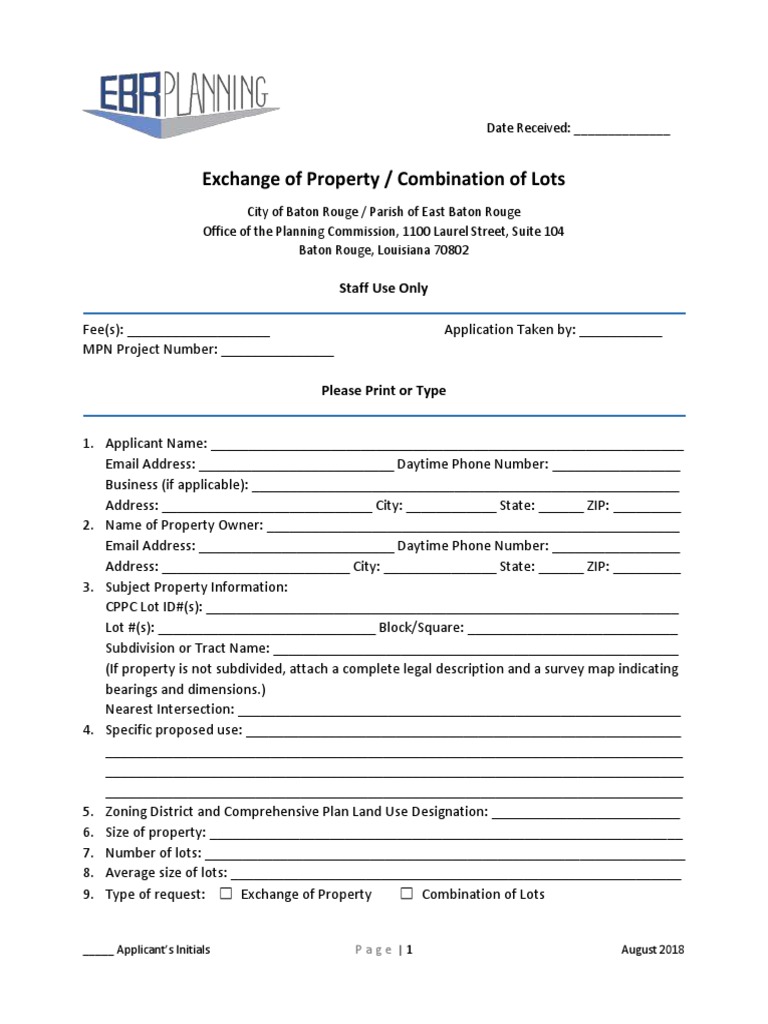 Exchange of Property - Combination of Lots - 201809040949360151 | PDF ...