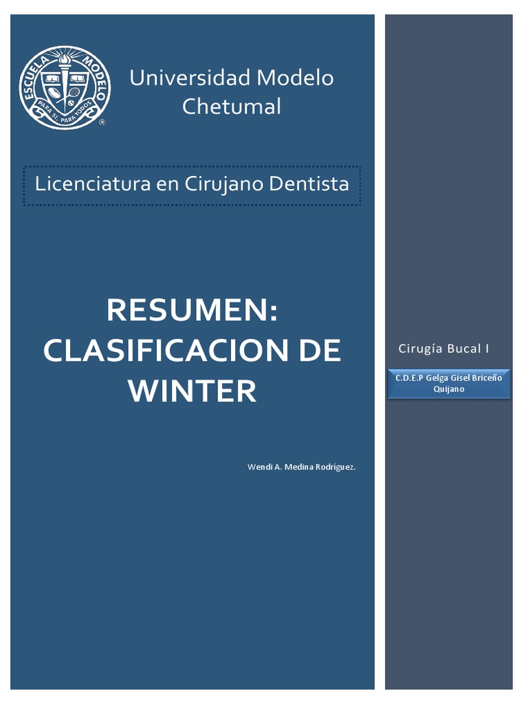 Clasificación de Winter | PDF | Ramas de Odontología | Boca