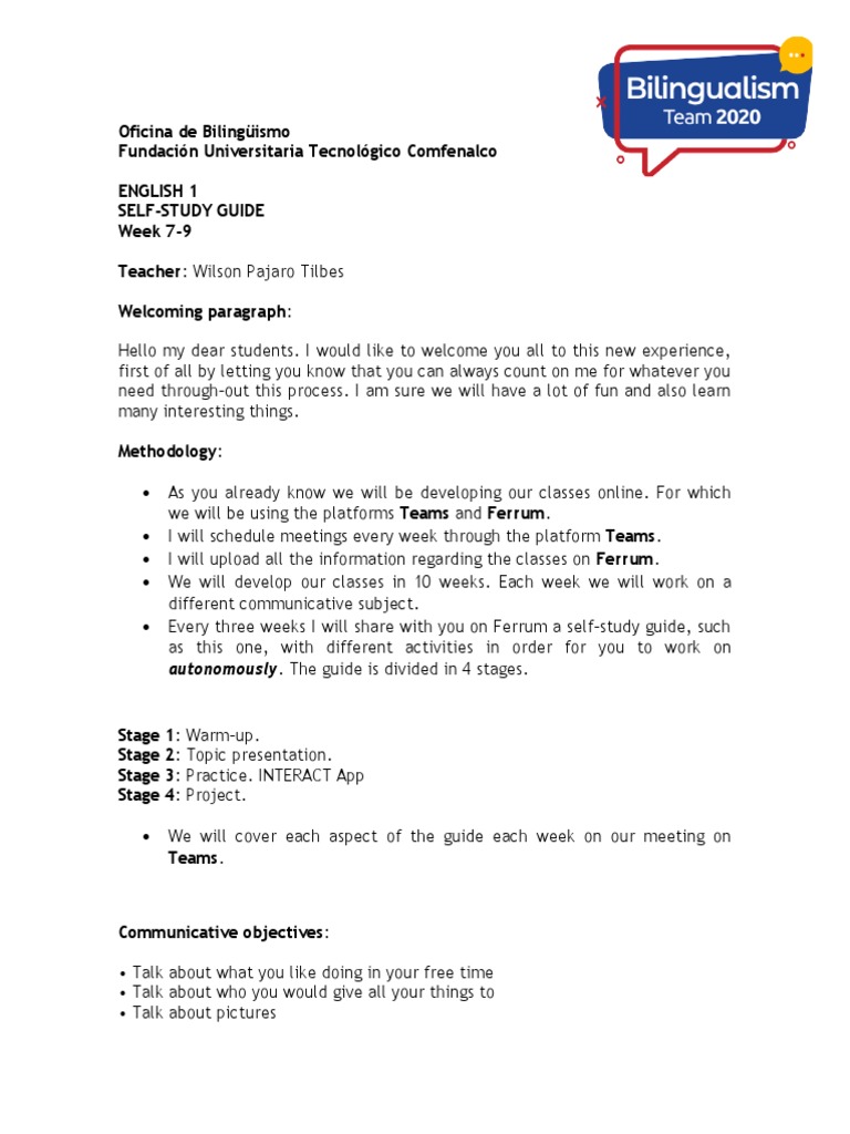 Bilingual Self-Study Guide: Weeks 7-9 | PDF | Communication | Human Nature