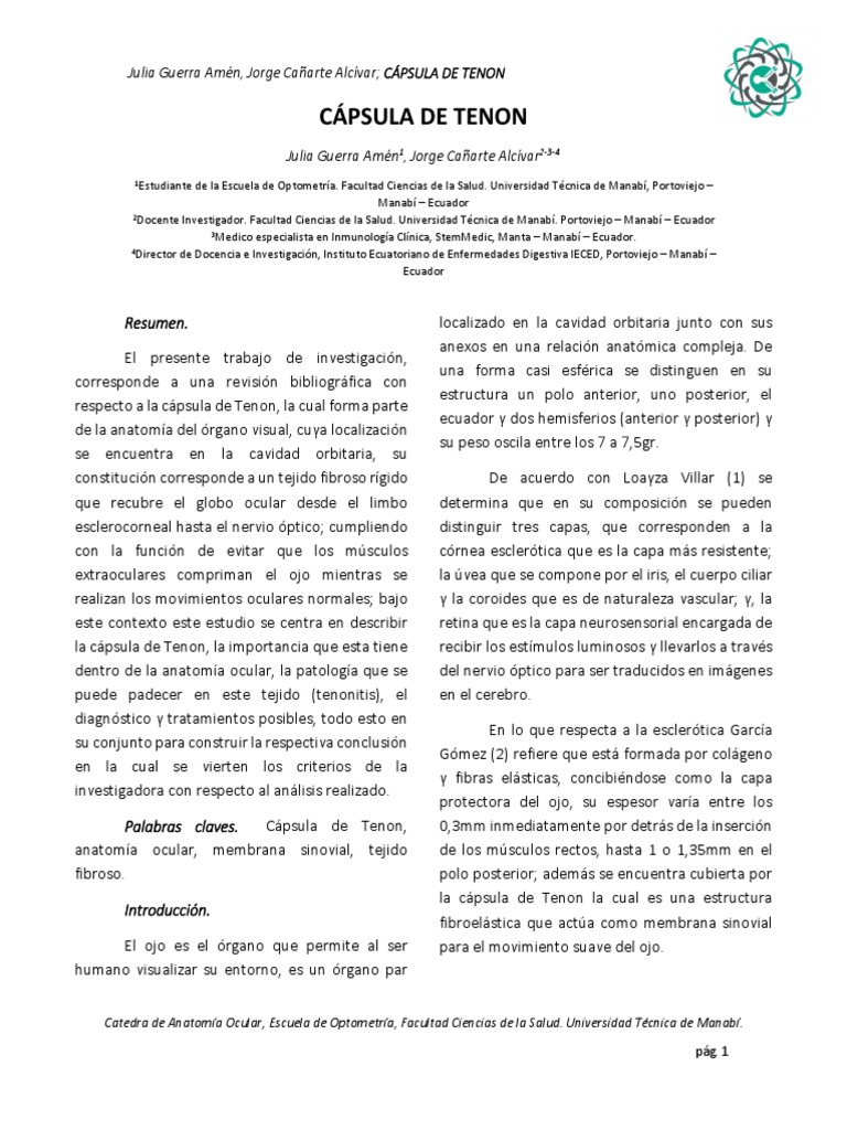 Anatomía y Patología de la Cápsula de Tenon | PDF | Ojo humano | Ojo
