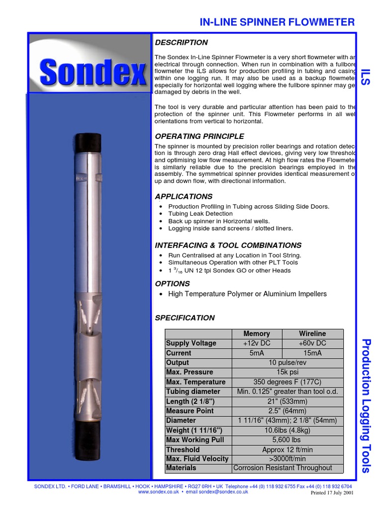 PL In-Line Spinner Flowmeter ILS | PDF | Flow Measurement | Building ...
