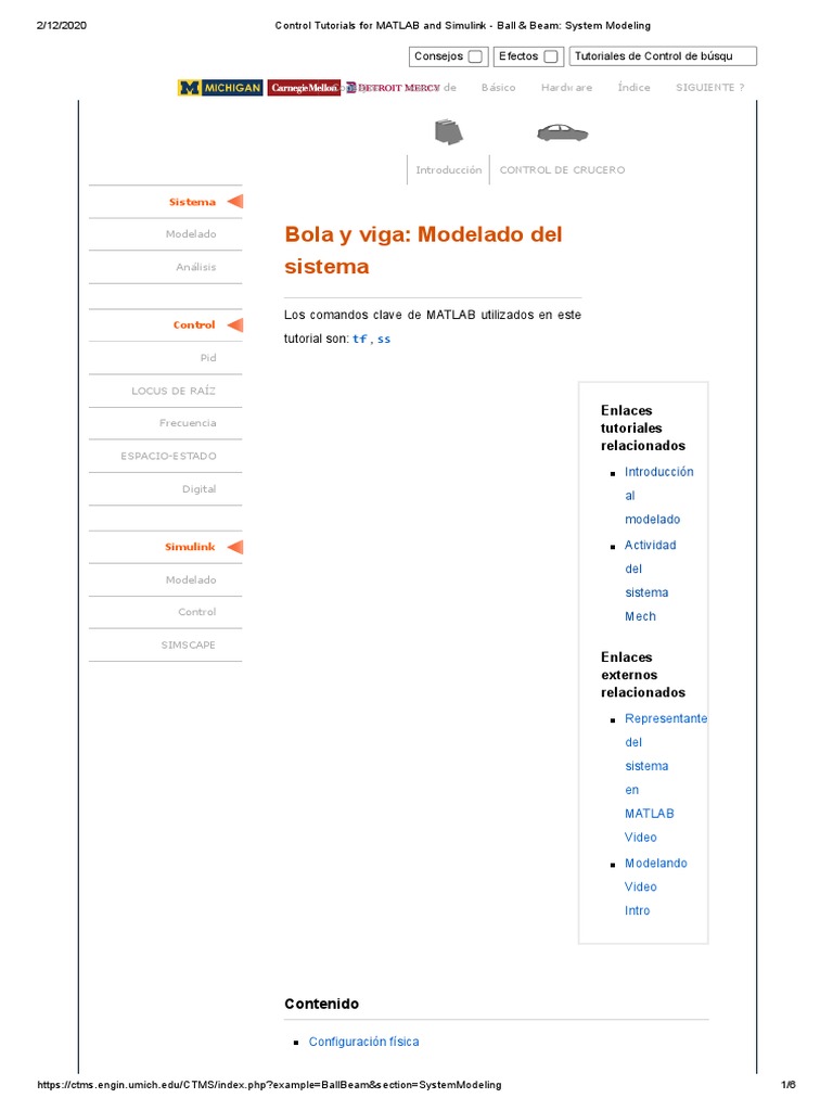 Control Tutorials For MATLAB and Simulink - Ball & Beam - System Modeling PDF | PDF | Enseñanza ...