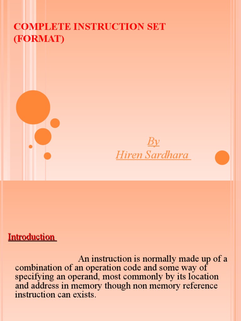 Complete Instruction Set (Format) : by Hiren Sardhara | PDF | Computer ...