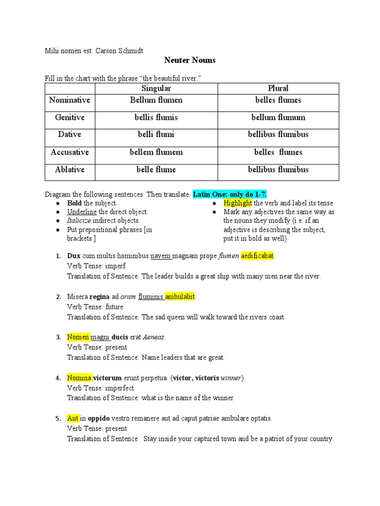 Neuter Nouns | PDF | Latin | Verb