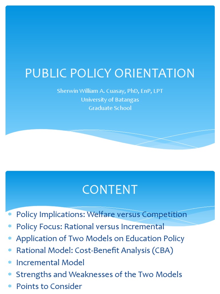 Public Policy Orientation: Sherwin William A. Cuasay, PHD, Enp, LPT ...
