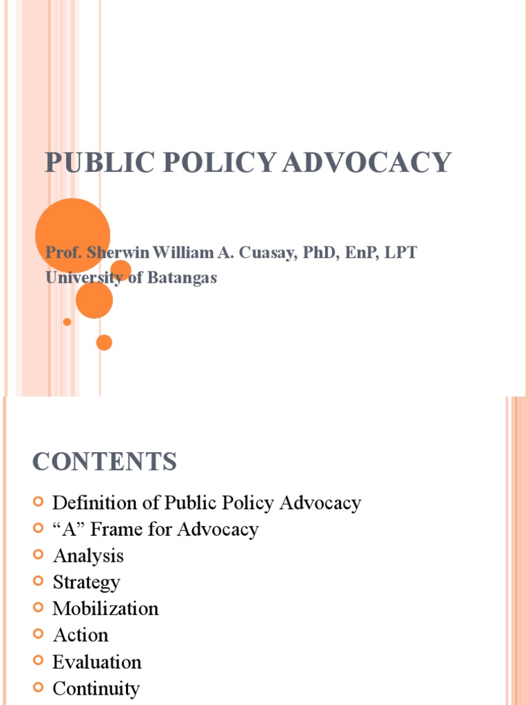 Public Policy Advocacy Framework | PDF | Policy | Decision Making