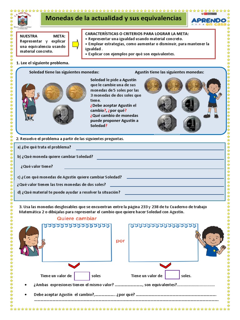 Semana 36 Dia 4 Matematicas Equivalencia Monedas Ii | PDF | Cognición ...