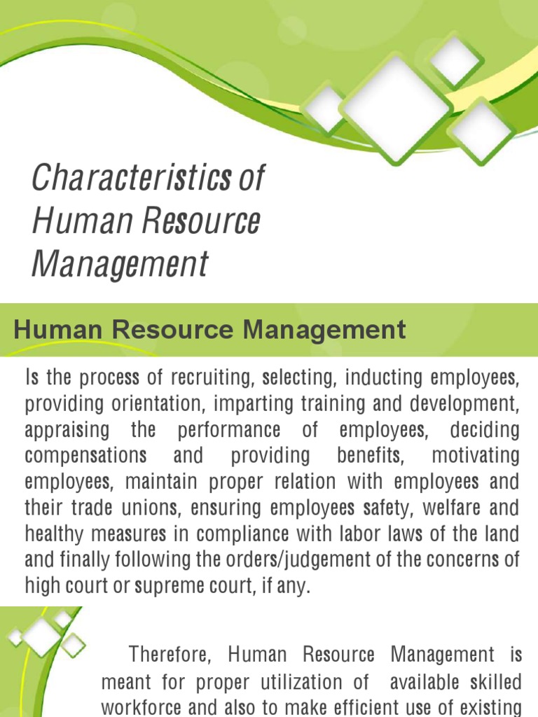 Characteristics of HRM | PDF | Human Resource Management | Human Resources